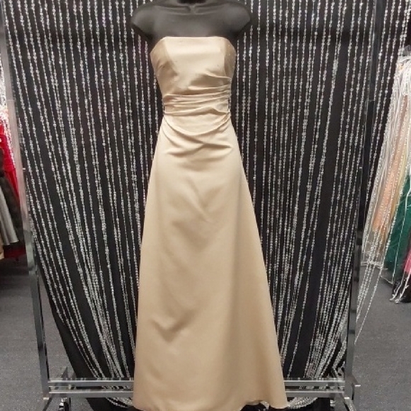 alexia 2 | Dresses | Satin Strapless Tan Gown | Poshmark